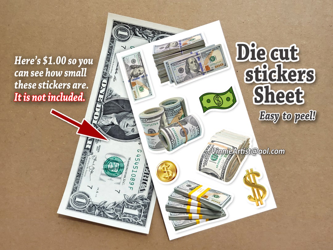 6x MONEY Stickers Die Cut SMALL Stacks Rolls Labels Decals - Etsy