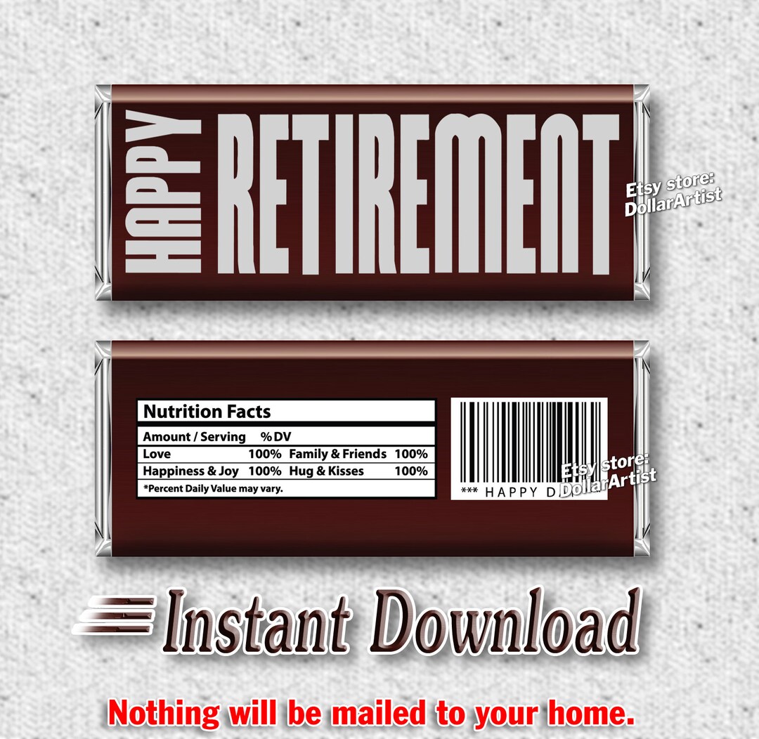 PRINTABLE Happy Retirement Candy Bar Wrappers Chocolate Instant ...