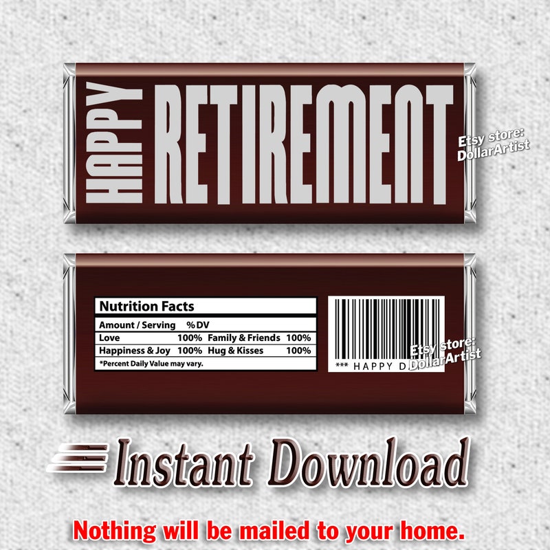 Printable Retirement Card Candy - Etsy