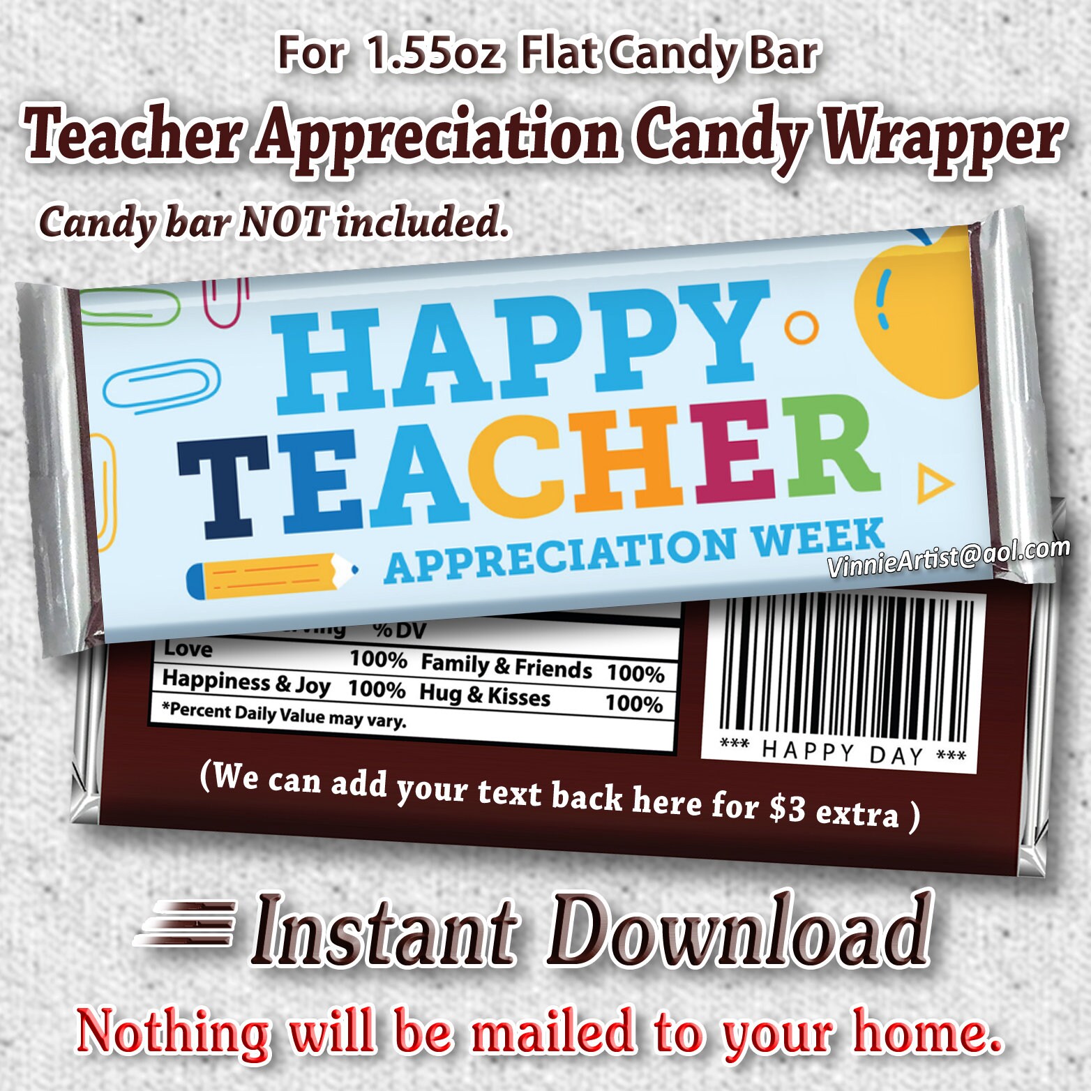 Teacher Appreciation Candy Bar Wrappers