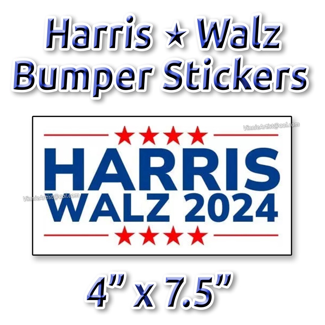 Kamala Harris Tim Walz for Vice President Bumper Sticker Decal Label ...