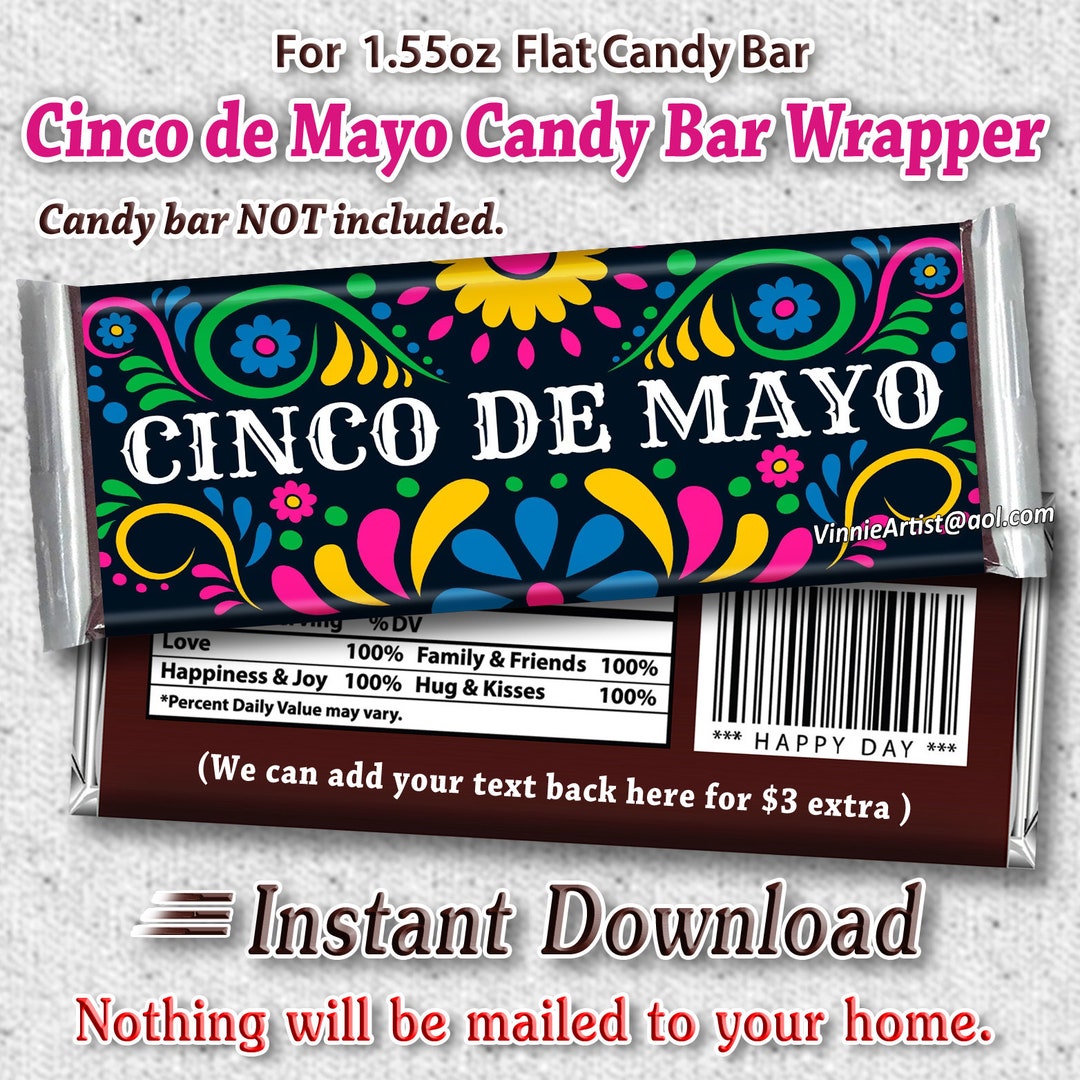 PRINTABLE Cinco De Mayo Candy Bar Wrappers Chocolate Instant Download ...