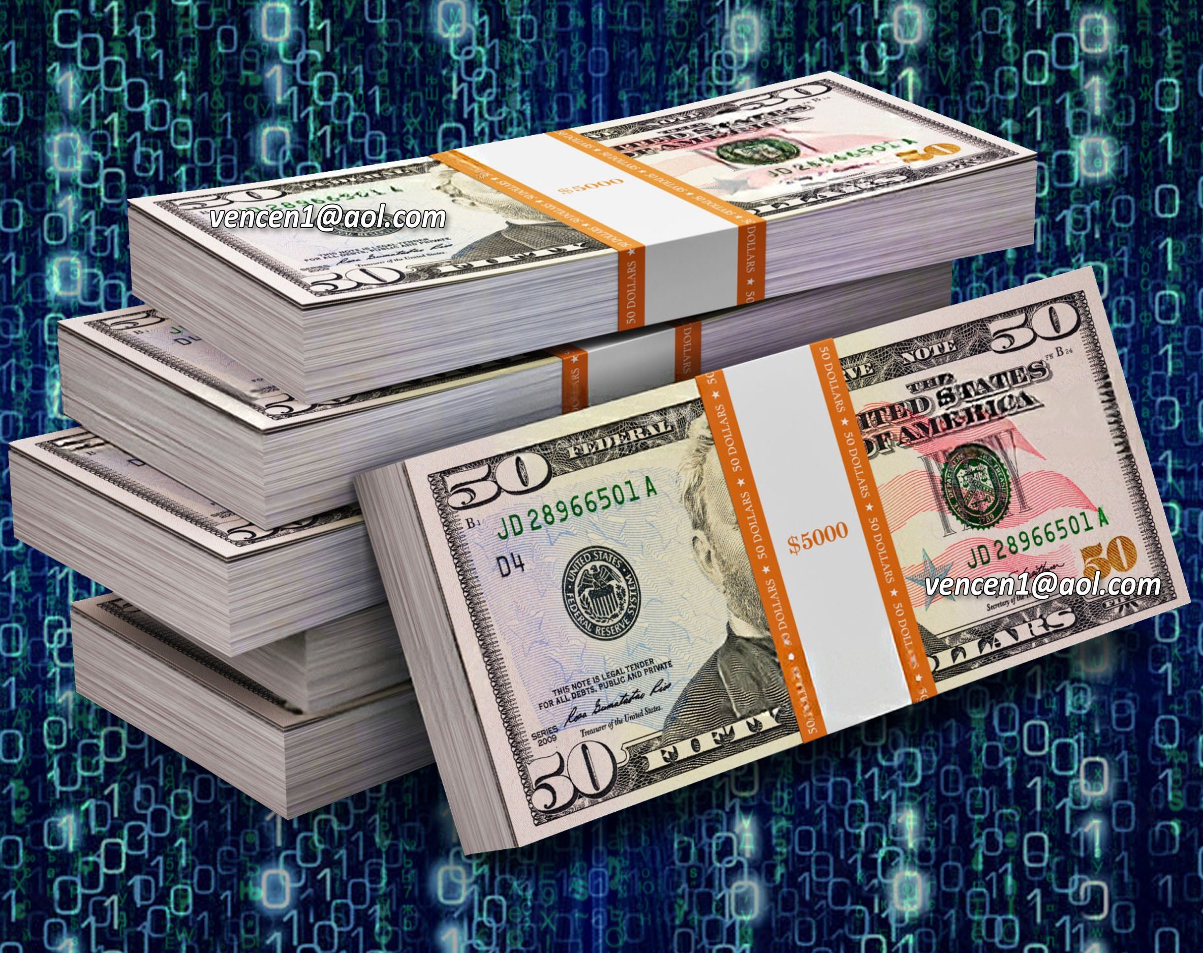 Stacks Of 50 Dollar Bills