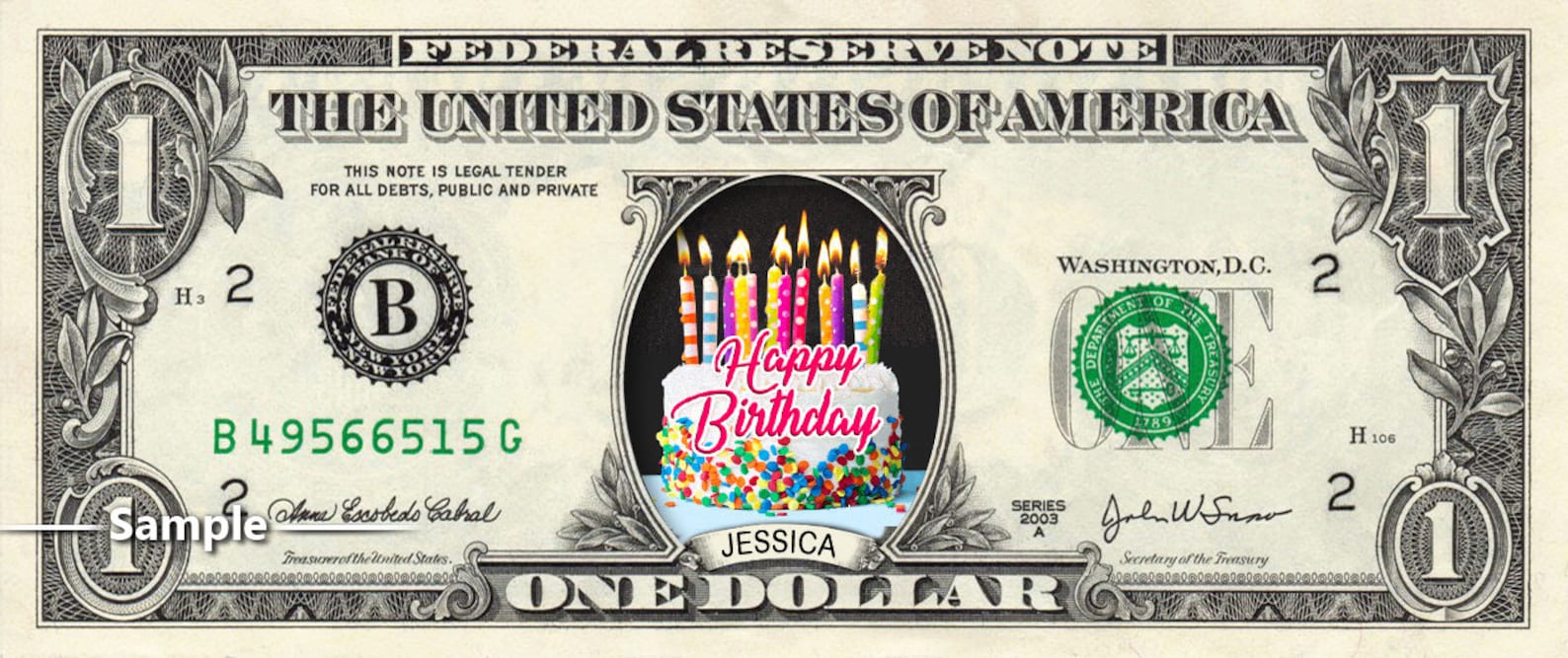 Personalized BIRTHDAY Dollar with Your Child's Name Cash | Etsy