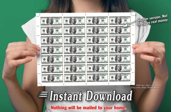 Printable TINY Money Sheets With Cut Marks 28-per-page Dollar | Etsy