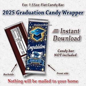 PRINTABLE Graduation Candy Bar Wrapper Congrats Congratulations Thank ...