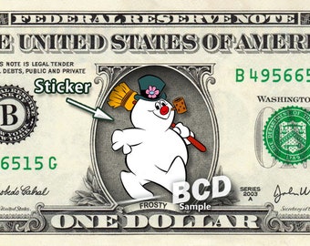 Merry Christmas SANTA and SLED Colorized Two Dollar Bill on - Etsy