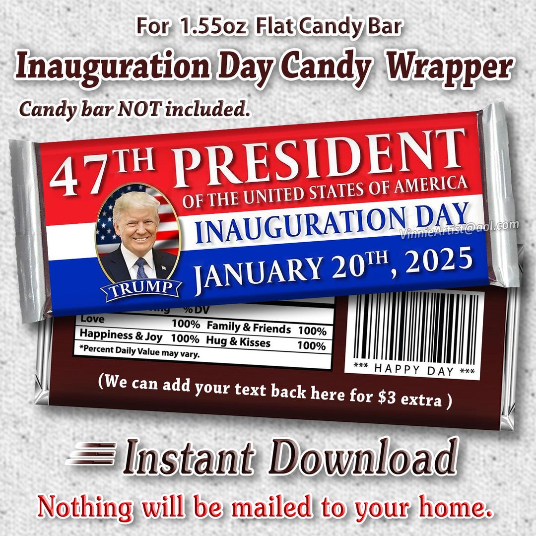 Inauguration Day Candy Bar Wrappers Donald Trump JD Vance Chocolate ...