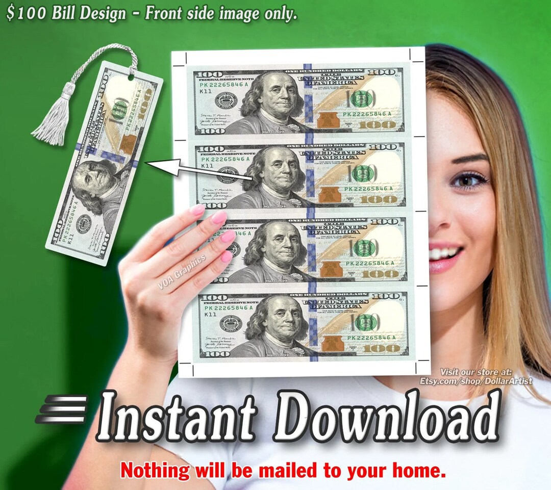 Printable BOOKMARKERS With Money Background Images With Cut Marks 100 ...