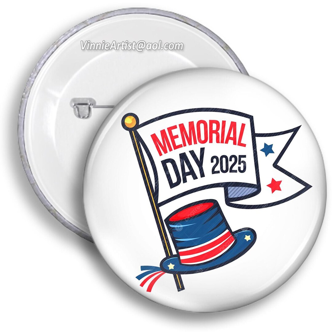 Memorial Day Button Pin Pinback Badge Collectible Button Holiday Supply ...