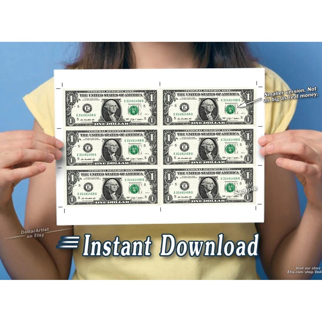 Printable Money Sheets With Cut Marks 6-per-page Dollar Cash Image for ...