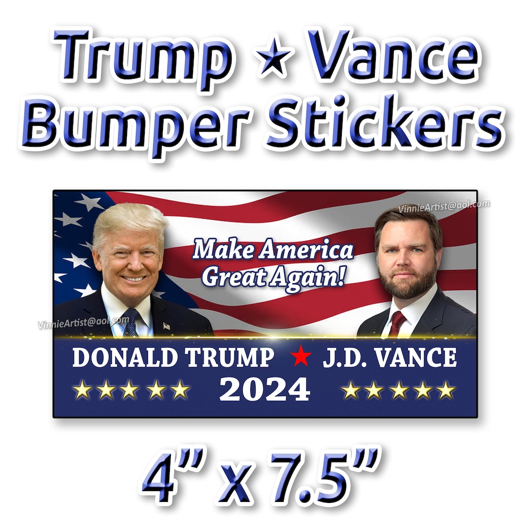 Donald Trump & JD Vance for Vice President Bumper Sticker Decal Label ...