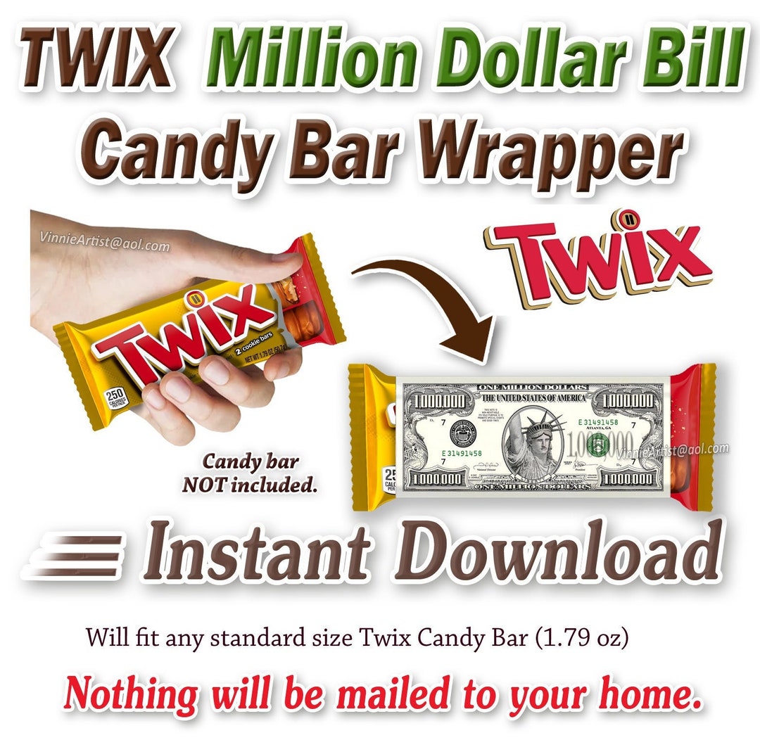 PRINTABLE Twix Candy Bar Wrapper Million Dollar Bill Chocolate - Etsy ...