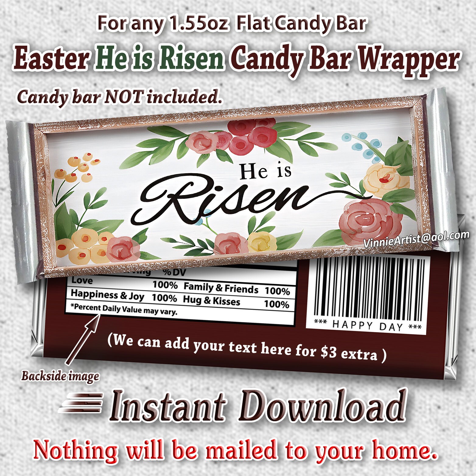 PRINTABLE HE is RISEN Candy Bar Wrappers Chocolate Jesus Christ ...
