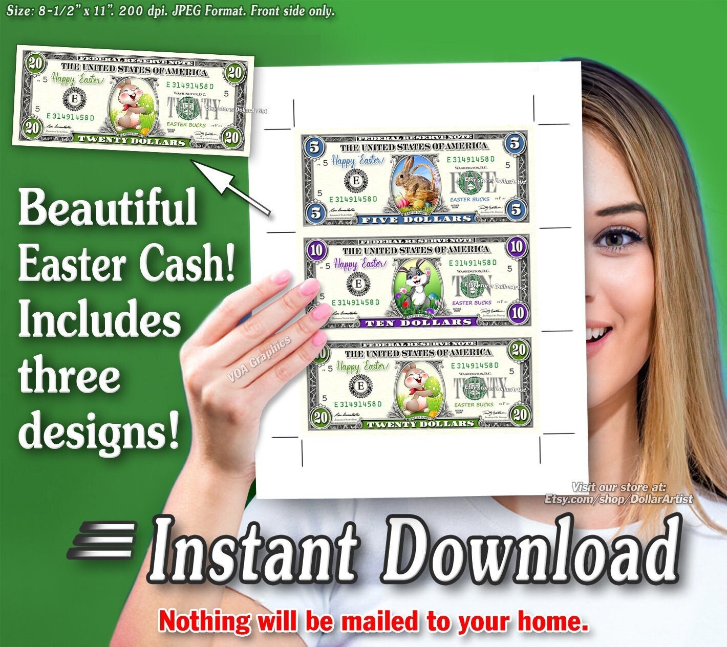 Printable EASTER Cash FULL SIZE Money Sheets With Cut Marks | Etsy