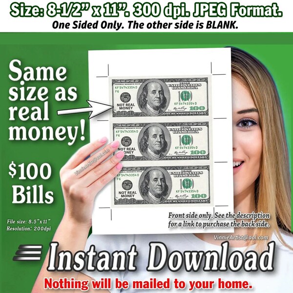 100 Dollar Bill - Etsy