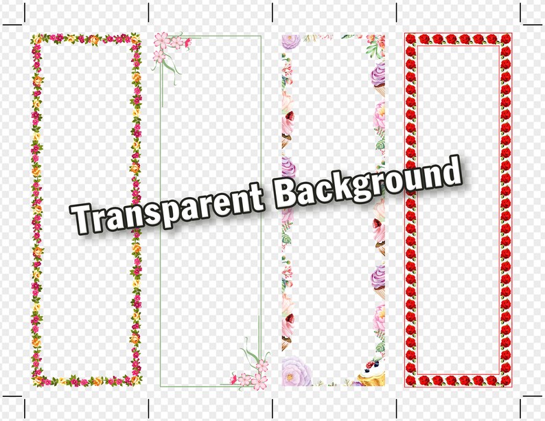 Printable Bookmarker Template With Flower Borders PHOTOSHOP - Etsy