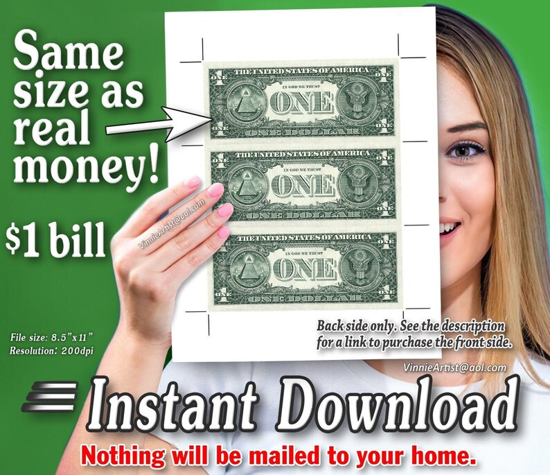 Printable Money Sheets With Cut Marks 3-per-page Cash One - Etsy