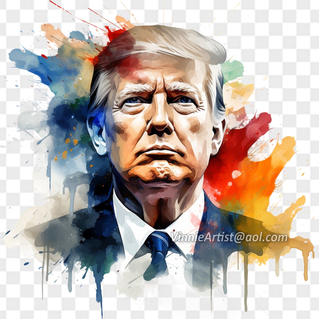 Digital Art Download Watercolor Painting Style Donald Trump Colorful ...