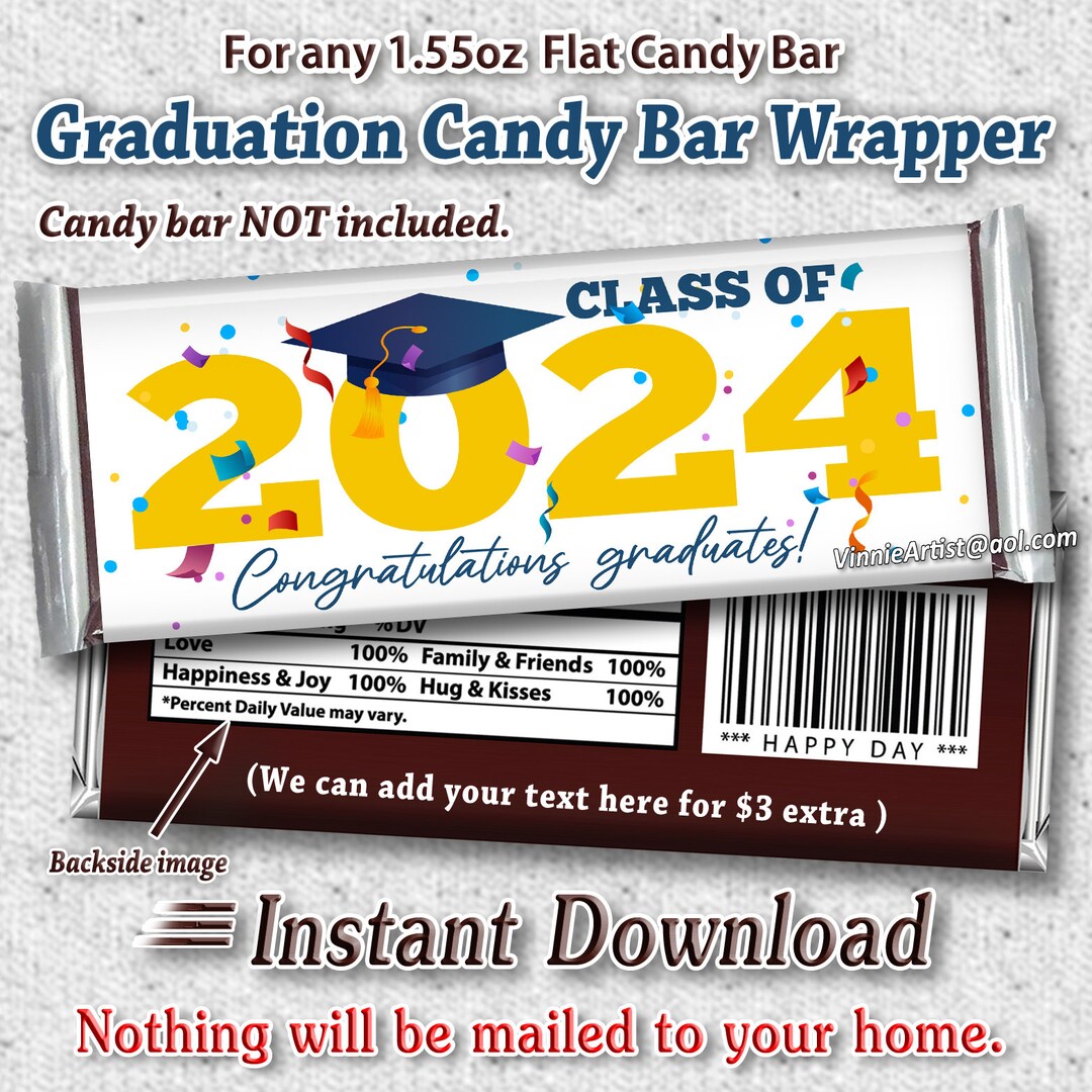 PRINTABLE Class of 2024 Candy Bar Wrappers Chocolate Instant Download ...