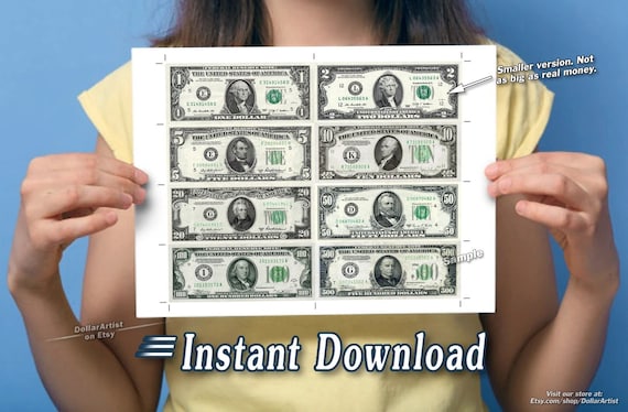 Printable SMALL Money Sheets With Cut Marks 8-per-page Cash - Etsy