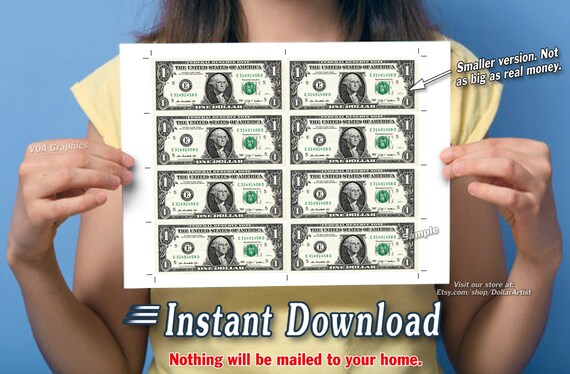 Printable SMALL Money Sheets With Cut Marks 8-per-page Cash | Etsy