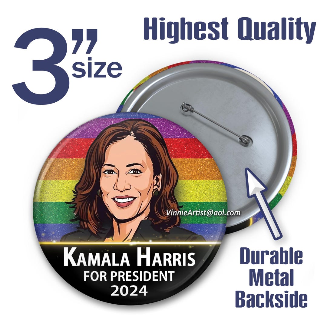 3 BUTTON Kamala Harris President 2024 Pin Pinback Badge Collectible ...