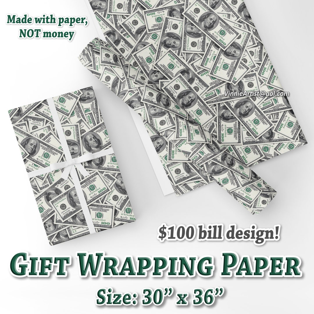 30 X 36 Gift Wrapping Paper Sheet, 1pc, Money Pattern Background ...