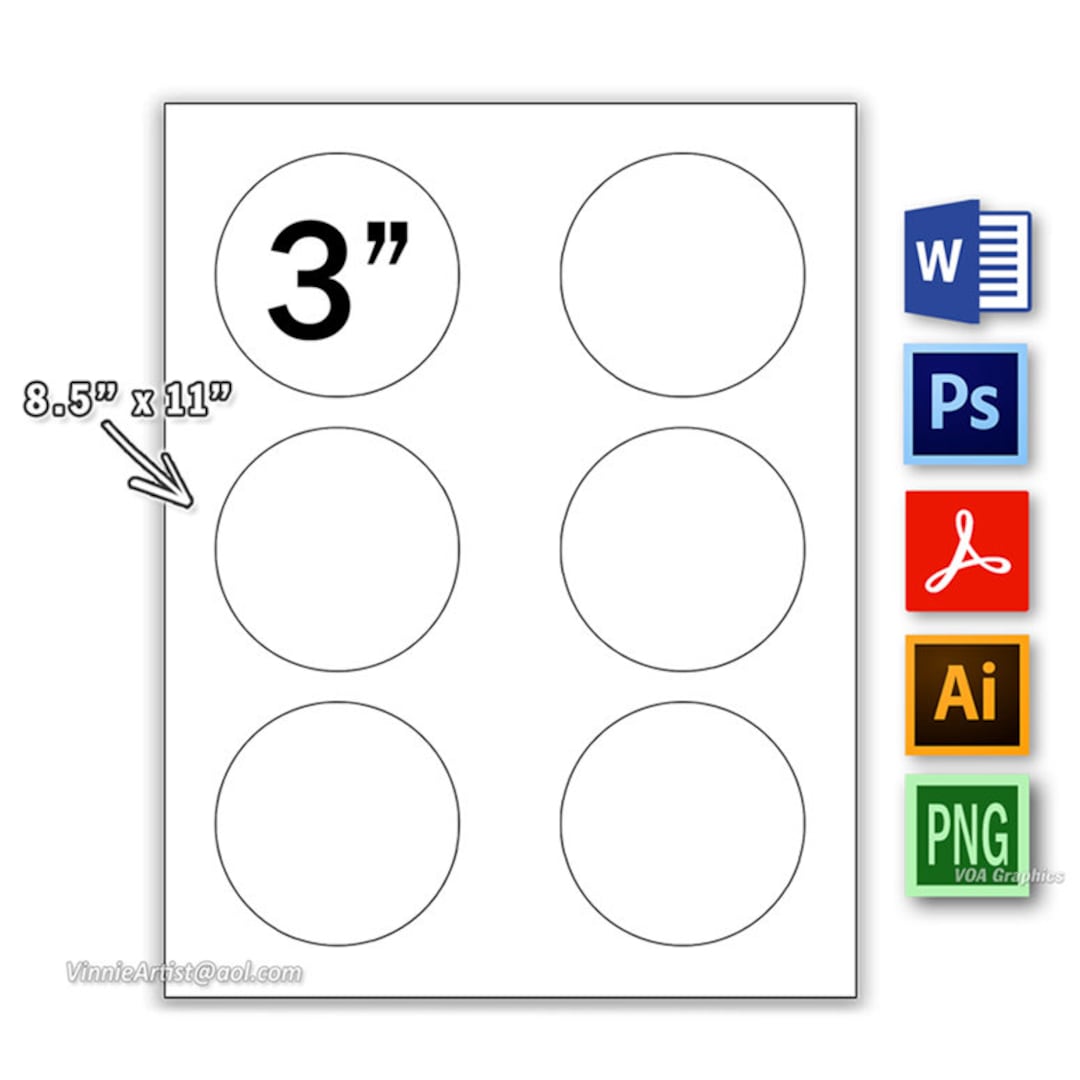 Label Template Blank Circle 3" Round 6 per Page Printable 6 a Sheet ...