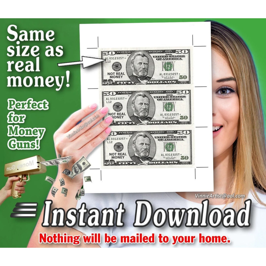 Printable Money Sheets With Cut Marks 3-per-page Cash Dollar Image 50th ...