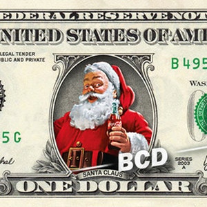 SANTA CLAUS on a REAL Dollar Bill Money Cash Collectible Memorabilia ...