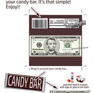 PRINTABLE Money Candy Bar Wrappers Chocolate Instant Download Cash ...