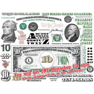 Ten Dollar Bill Design Images Photoshop Transparent File PNG Graphics ...