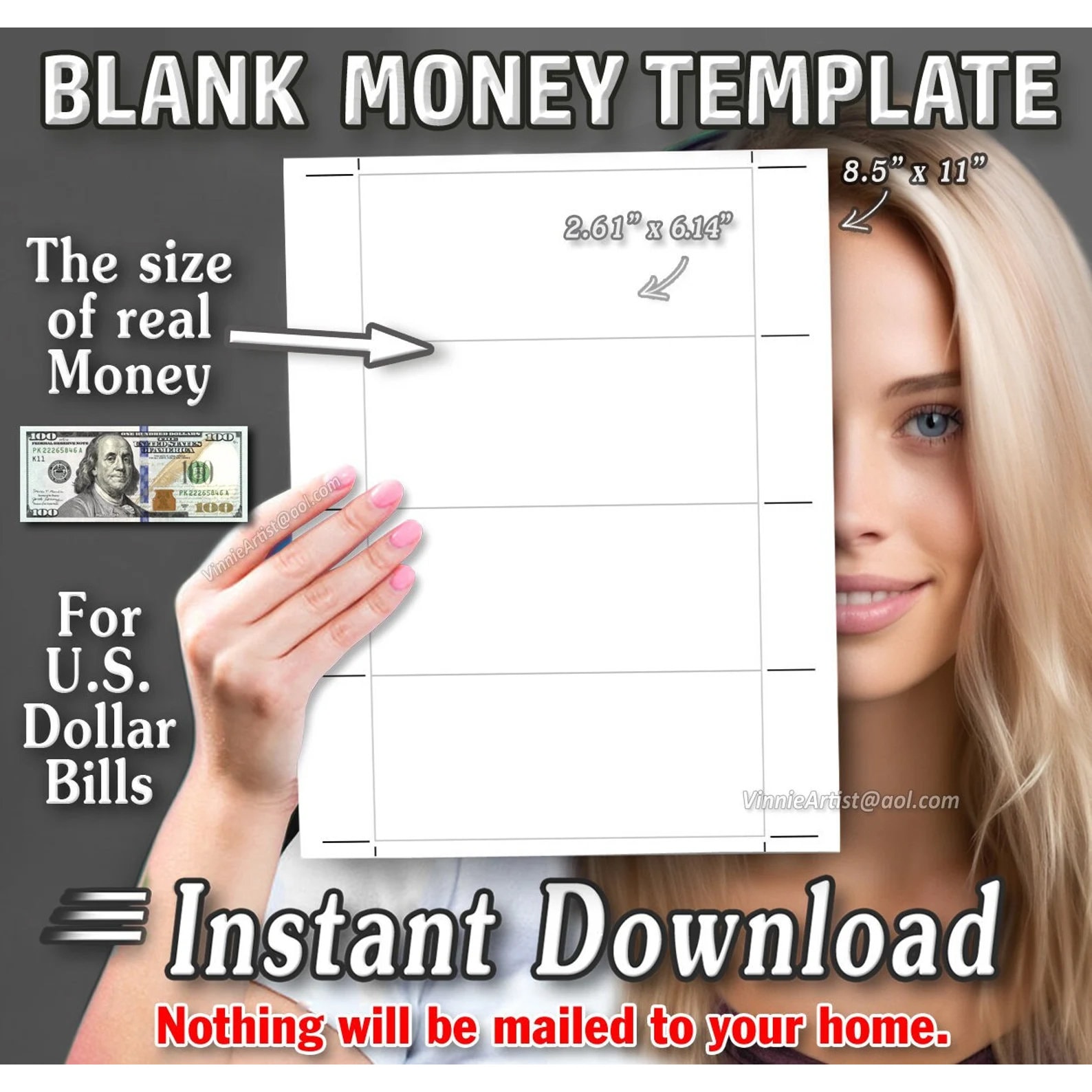 Money Template With Cut Marks 4 per Page Currency Layout Cash Grid Full ...