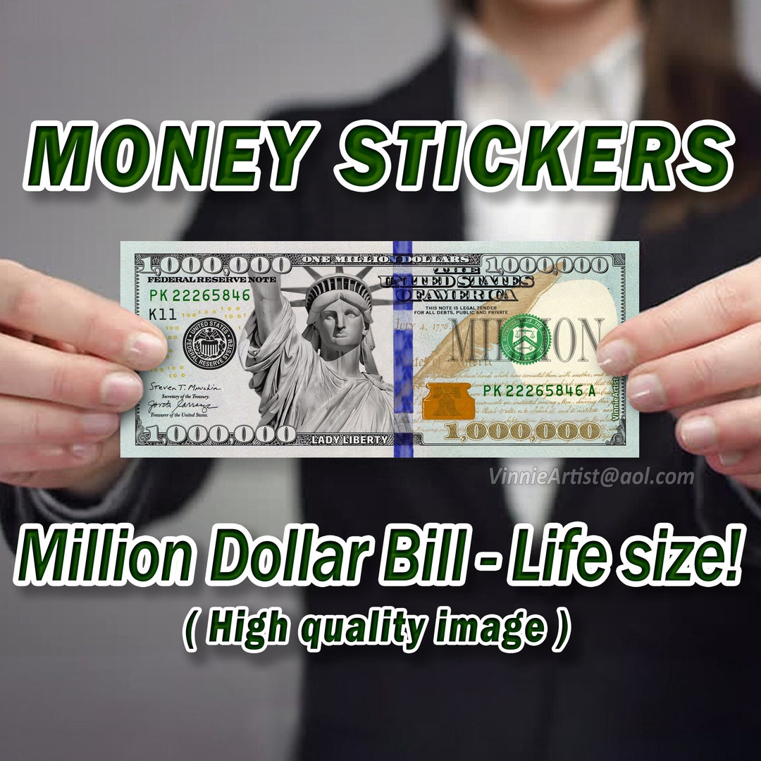 MONEY STICKERS Million Dollar Bill Design Decal Sticker Money Money ...