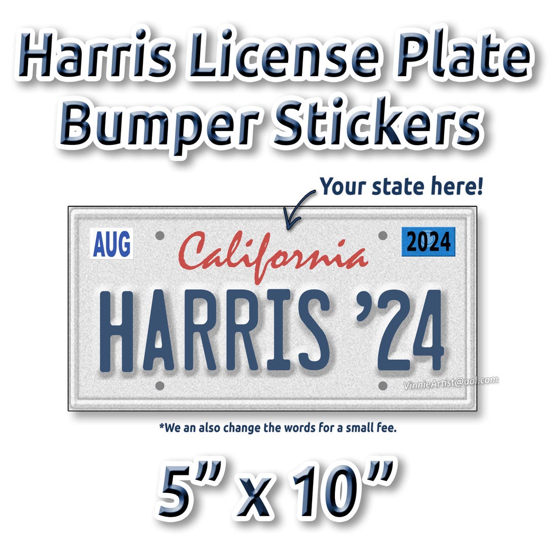 Kamala Harris for President License Plate Bumper Sticker Decals Labels ...