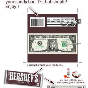 Custom Candy Bar One Dollar Bill Candy Wrapper W/ Your Face - Etsy