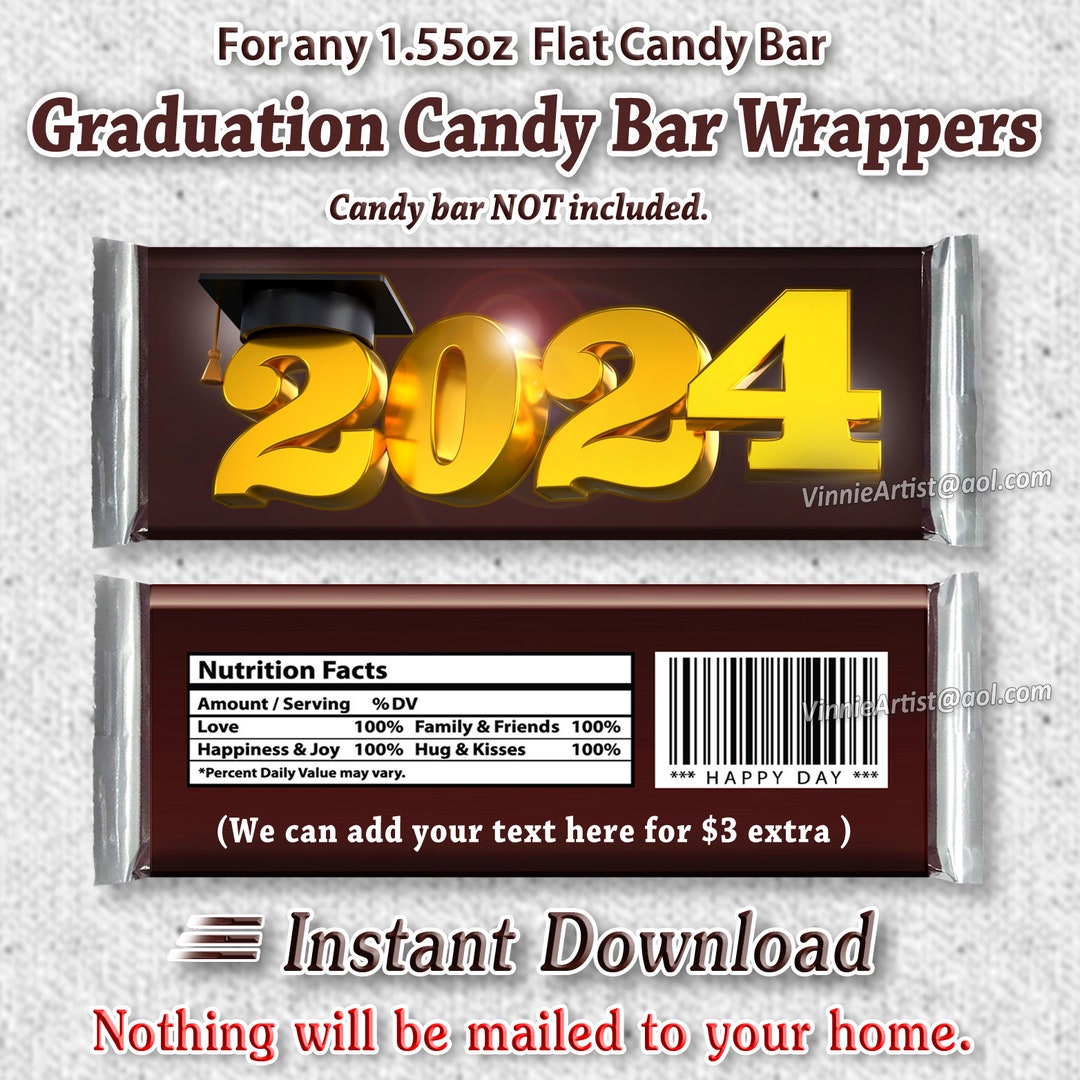 PRINTABLE Graduation Candy Bar Wrapper Congrats Congratulations Thank ...