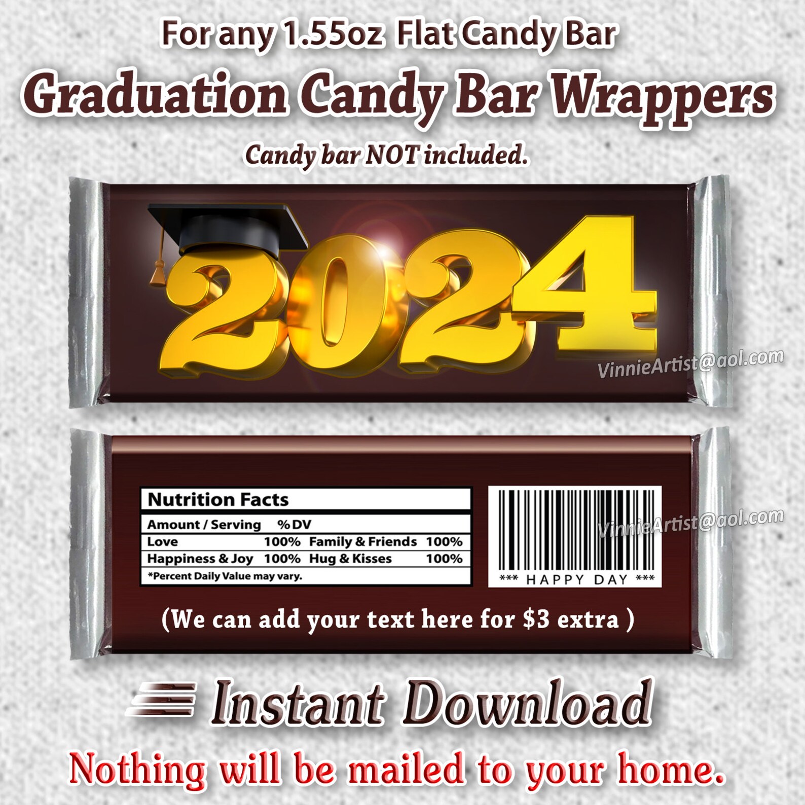PRINTABLE Graduation Candy Bar Wrapper Congrats Congratulations Thank ...