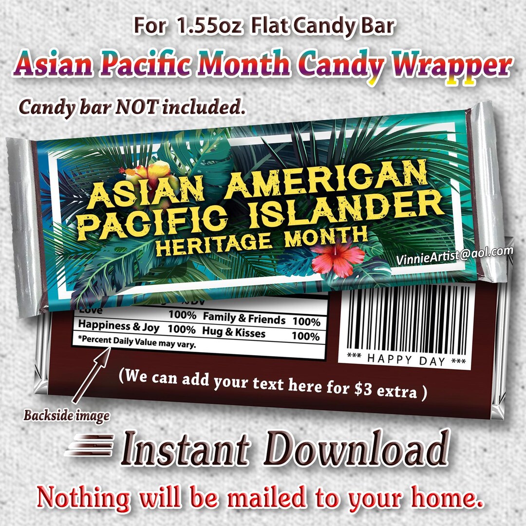 PRINTABLE Candy Bar Wrapper Asian Pacific Islander American Heritage ...