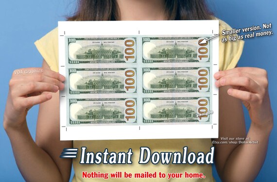Printable SMALL Money Sheets With Cut Marks 6-per-page Cash | Etsy