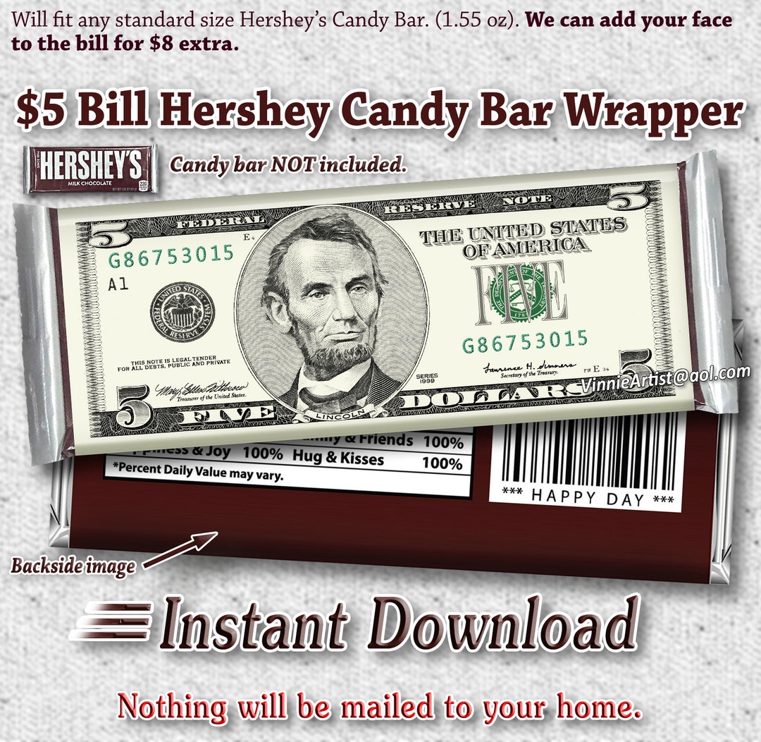 PRINTABLE Money Candy Bar Wrappers Chocolate Instant Download - Etsy