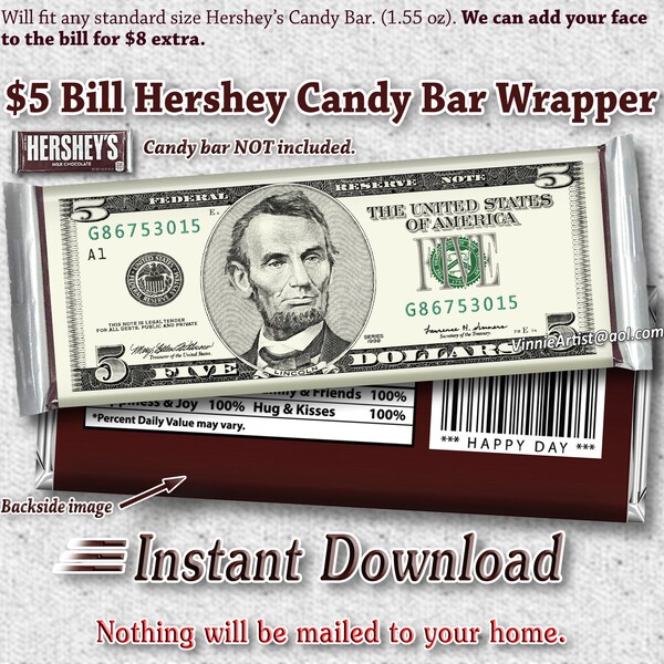 Dollar Chocolate Candy Wrapper - Etsy