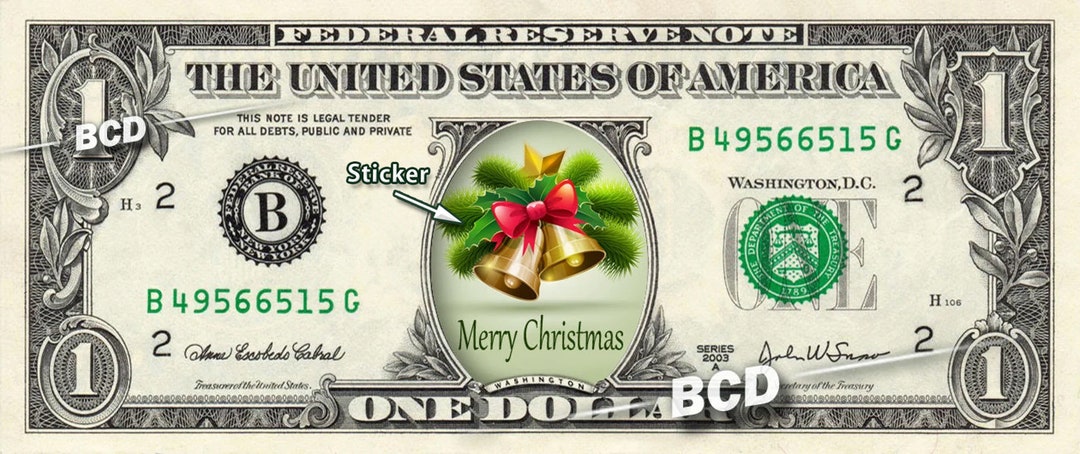 Merry Christmas on a REAL Dollar Bill Cash Money Collectible ...