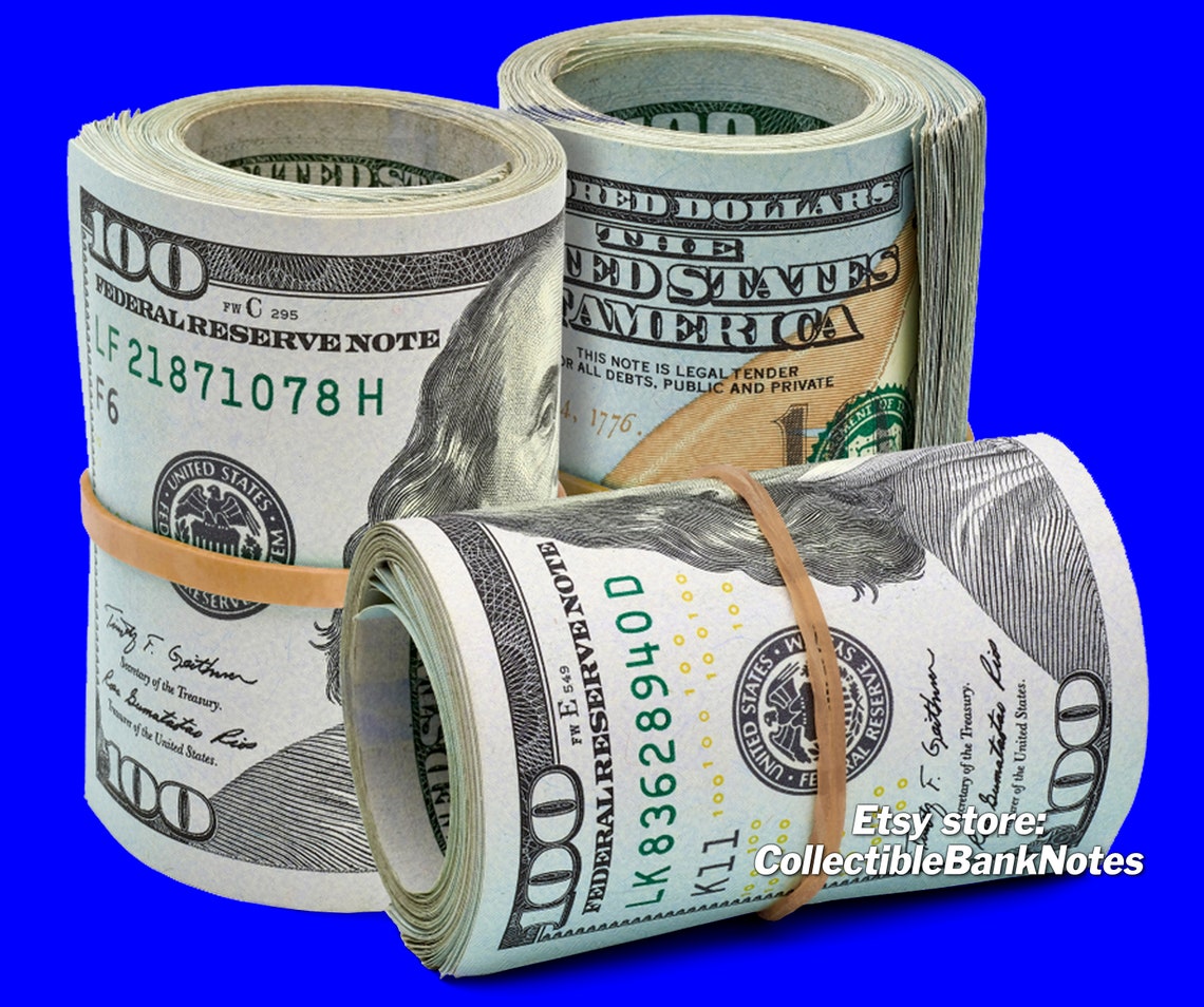 PICTURE for SALE: Banded Money Stack of 3 Rolls Hundred Dollar - Etsy
