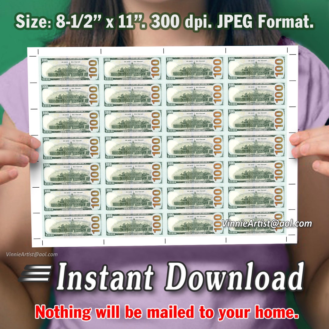 Printable TINY Money Sheets With Cut Marks 28-per-page Dollar Cash ...