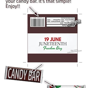 PRINTABLE Candy Bar Wrapper Juneteenth Day Chocolate Instant Download ...
