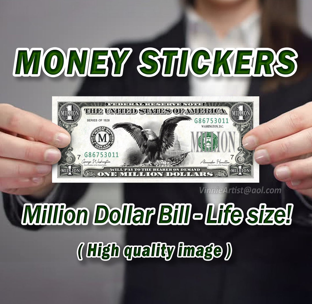 MONEY STICKERS Million Dollar Bill Design Decal Sticker Money Sticker ...