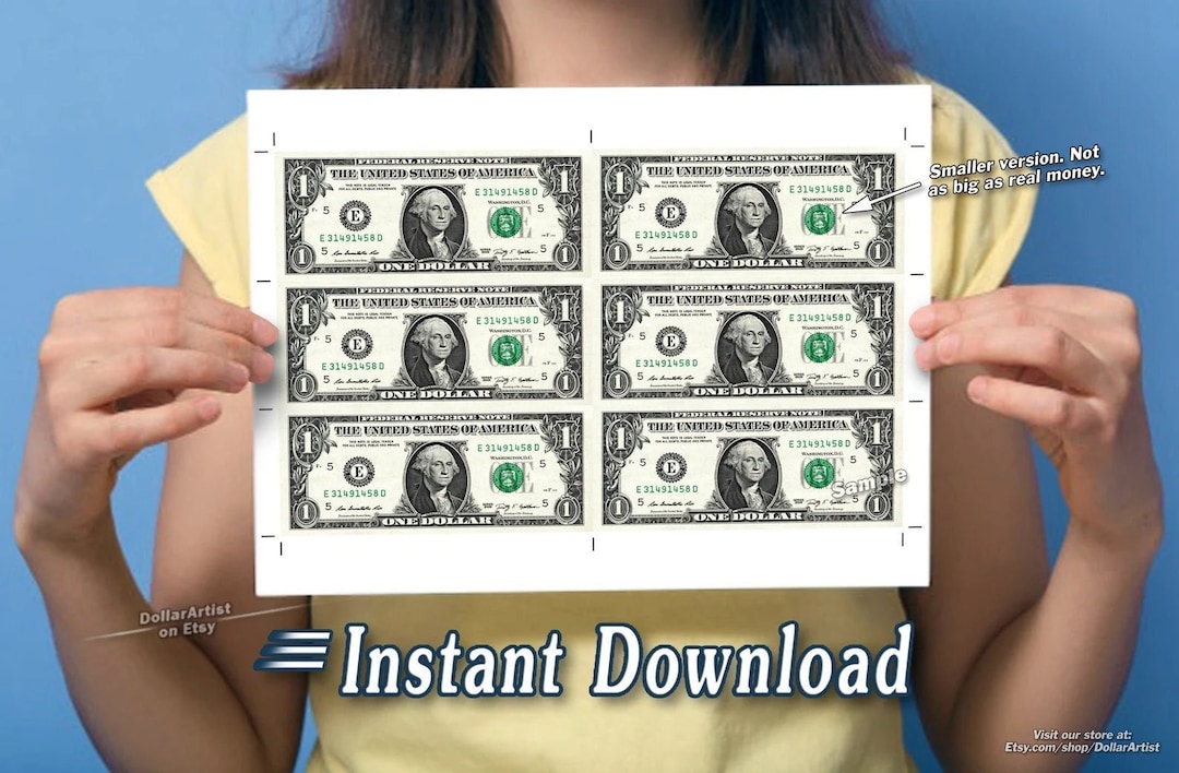 Printable Money Sheets With Cut Marks 6-per-page (Download Now) - Etsy