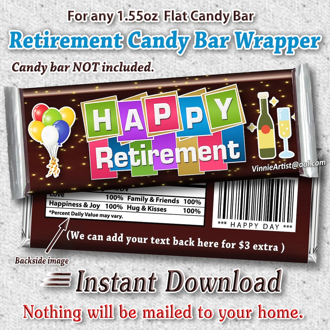 PRINTABLE Happy Retirement Candy Bar Wrappers Chocolate Instant ...